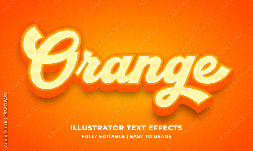Orange Bold 3d Text Effect Stock Vector | Adobe Stock