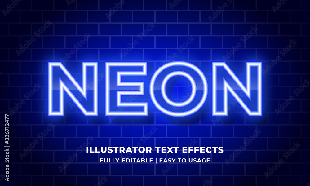 Blue Neon 3d Text Effect Stock Vector | Adobe Stock