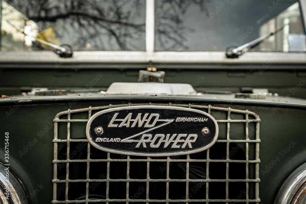 LONDON- DECEMBER, 2019: Classic Land Rover Series model, an old version ...