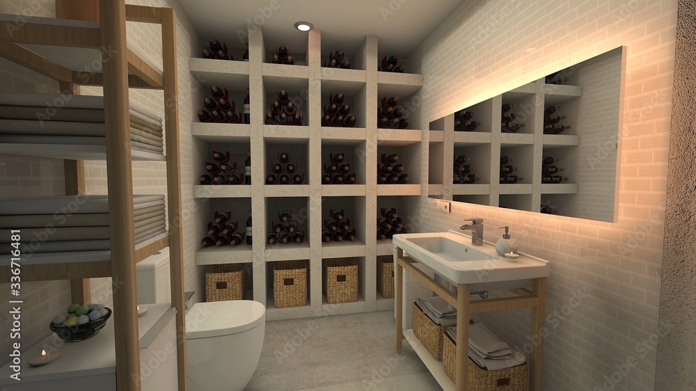 ภาพประกอบสต็อก PROYECTO 3D ASEO BODEGA . RENDER 3D ภาพ | Adobe Stock