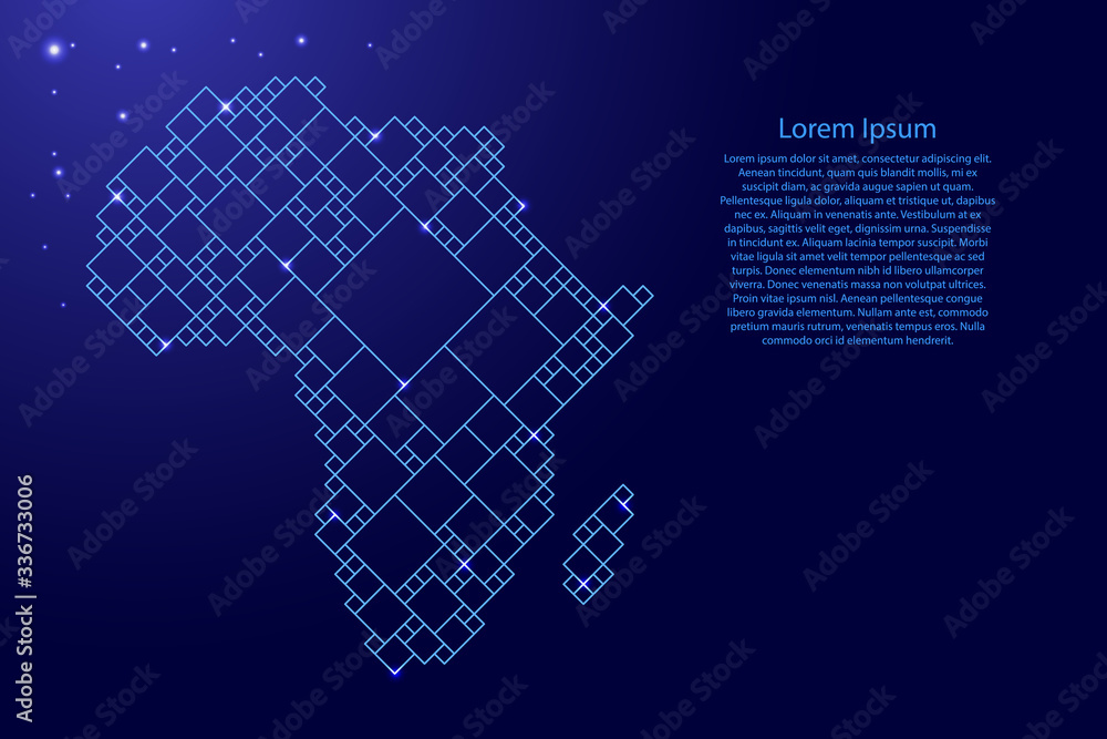Africa mainland map from blue pattern from a grid of squares of ...