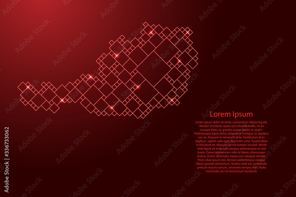 Austria map from red pattern from a grid of squares of different sizes ...