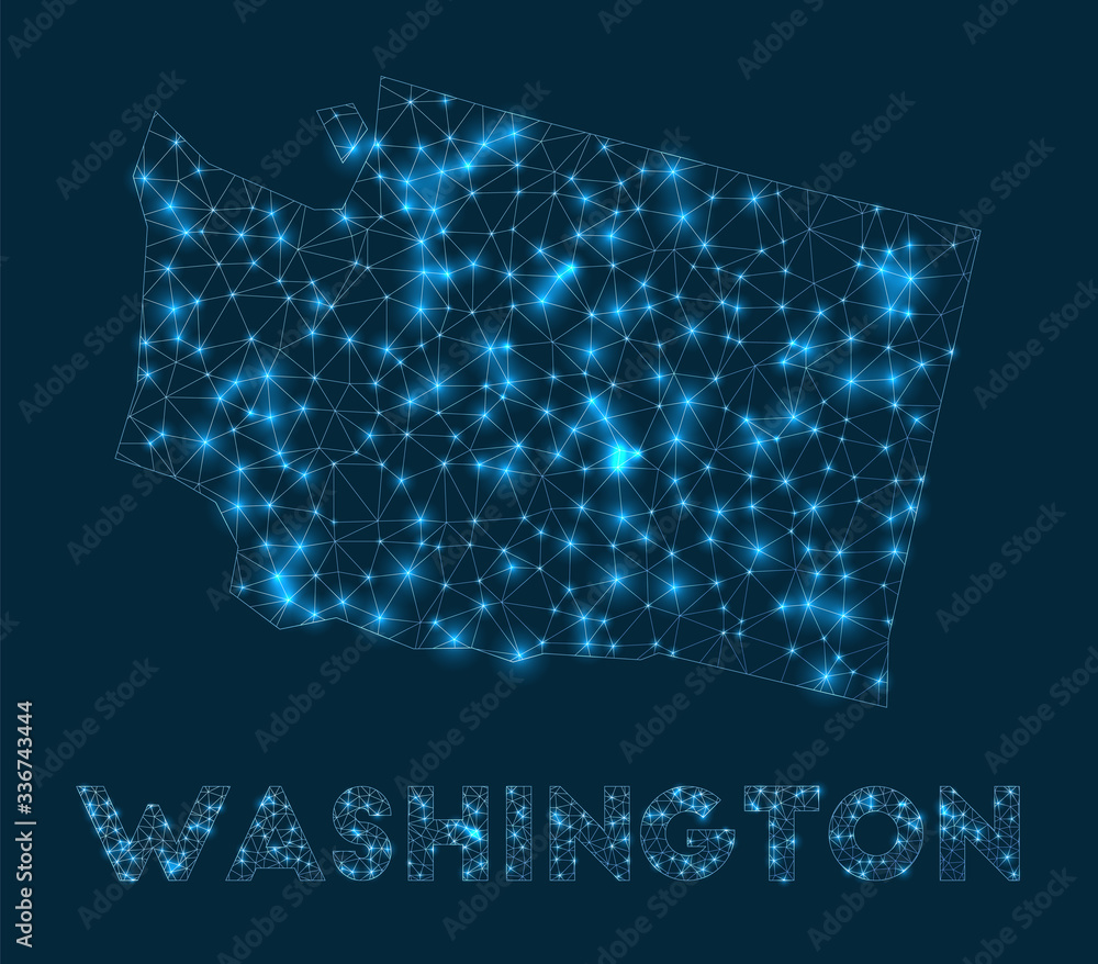 Washington network map. Abstract geometric map of the us state ...