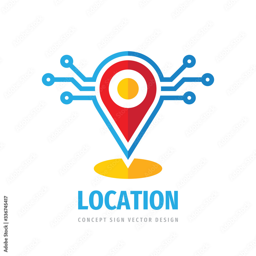 Location concept logo template design. Geo point icon. GPS map marker ...