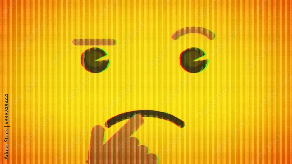 Smiley Emoji Icon Doubt With Digital Glitch Noise Effects/ 4k animation ...