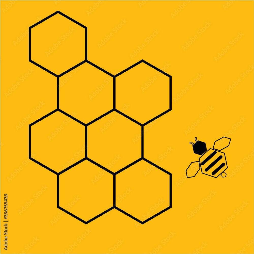 Vector de colmena y abeja Stock Vector | Adobe Stock