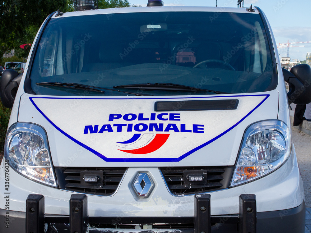 police nationale france van truck front sign logo sticker on car means ...