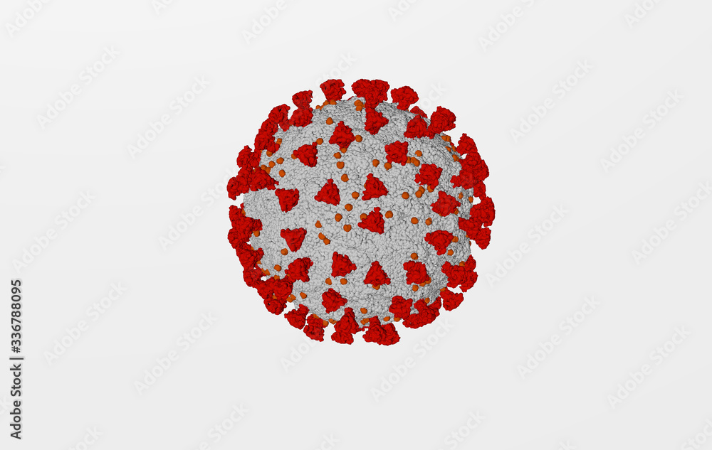 Animated coronavirus model Covid 19, Virus warning, 3D rendering Stock ...