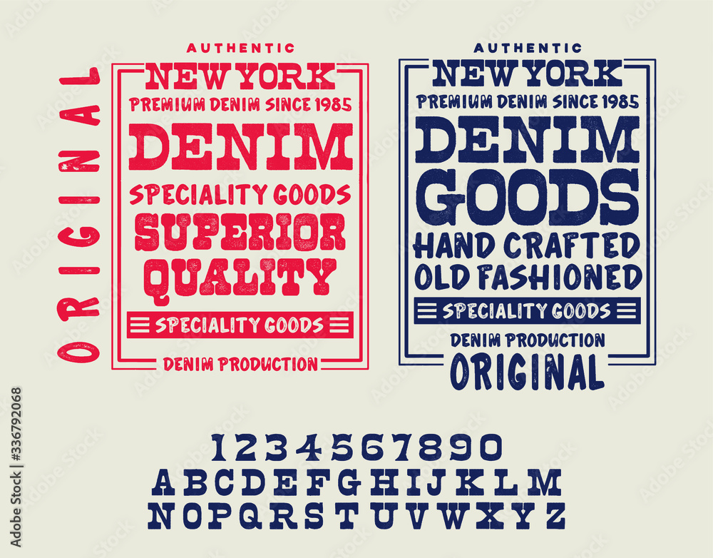 Original vintage Denim print for t-shirt or apparel. Old school vector ...