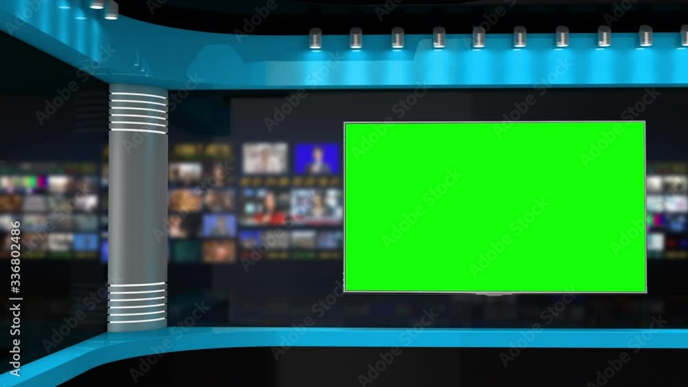 Tv Studio. Blue Studio. News studio. Blue background. Newsroom ...
