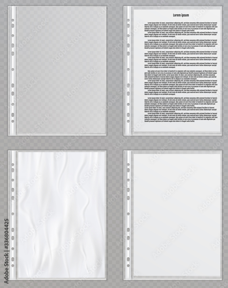 Vector transparent plastic files. Cellophane folders to protect ...