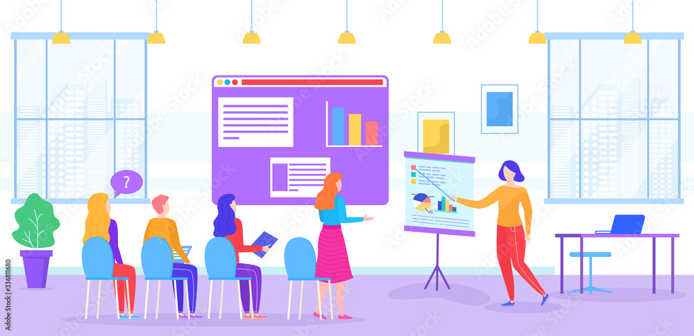 People on coaching training vector illustration. Cartoon flat trainer ...