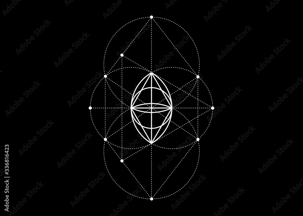 Vesica piscis Sacred geometry. All Seeing eye, the third eye or The Eye ...