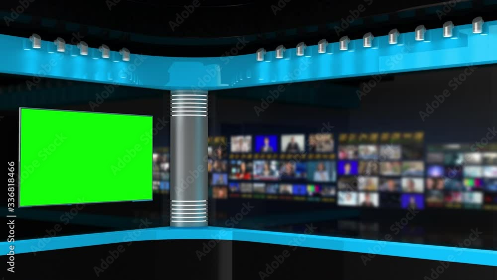 Tv Studio. Blue Studio. News studio. Blue background. Newsroom ...
