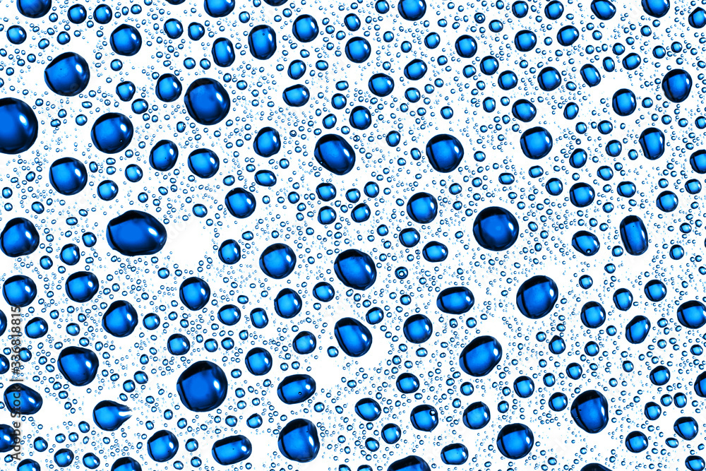 Water drops background. Wet glass surface texture. Bubble dew pattern ...