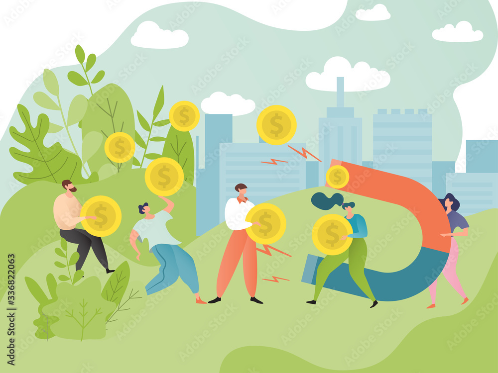 Vetor do Stock: Magnet attracts profit vector illustration. Profitable ...