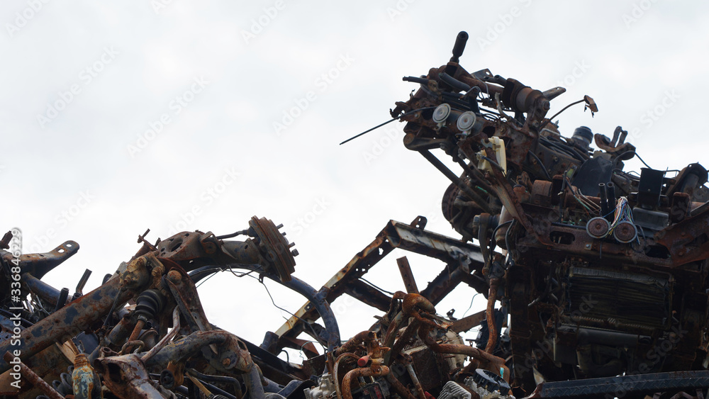 automobile dump of rusty metal. structures and scrap texture. broken ...
