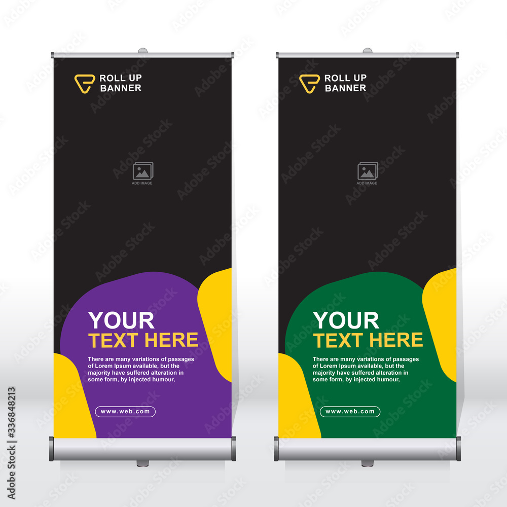 Roll up banner design template, vertical, abstract background, pull up ...