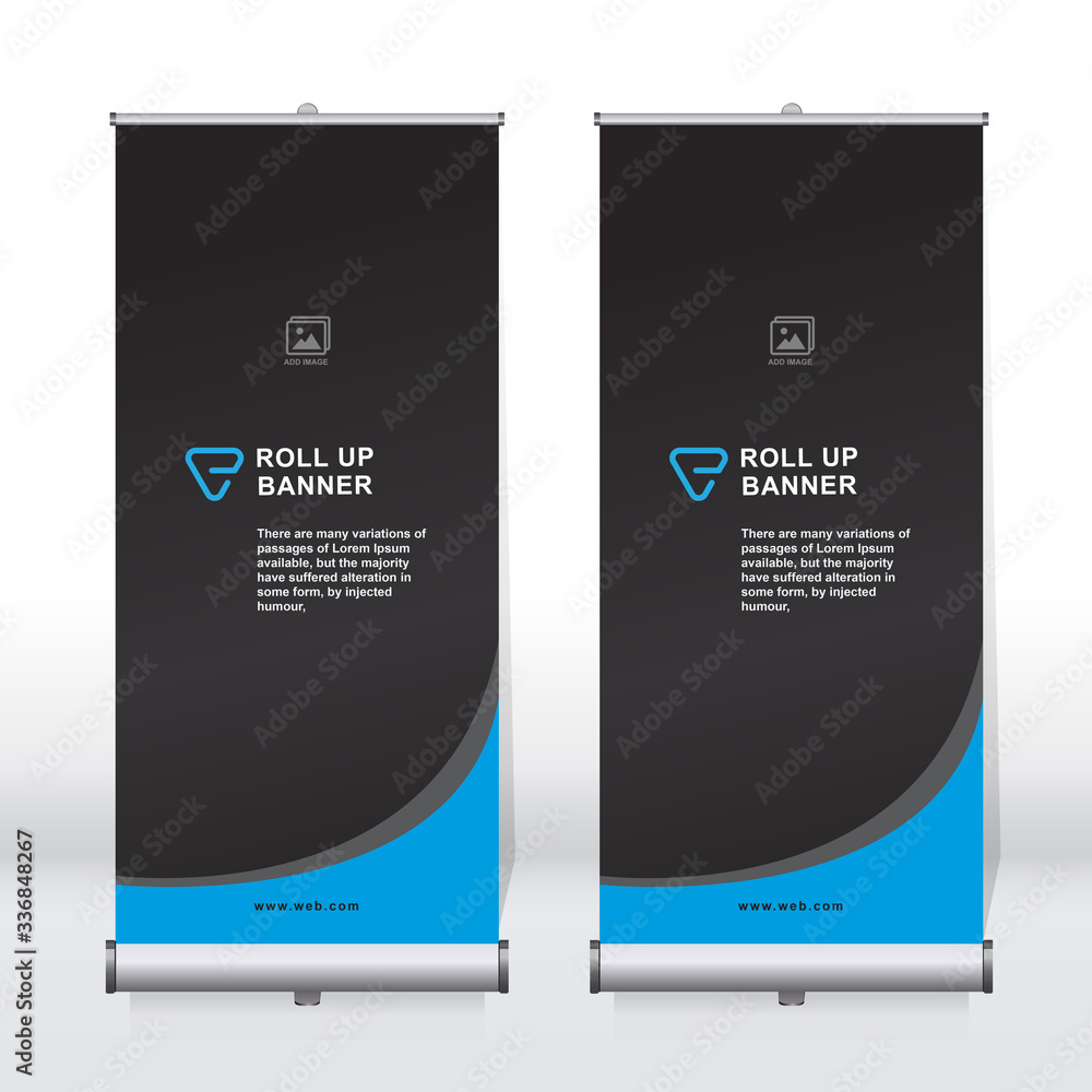 Roll up banner design template, vertical, abstract background, pull up ...