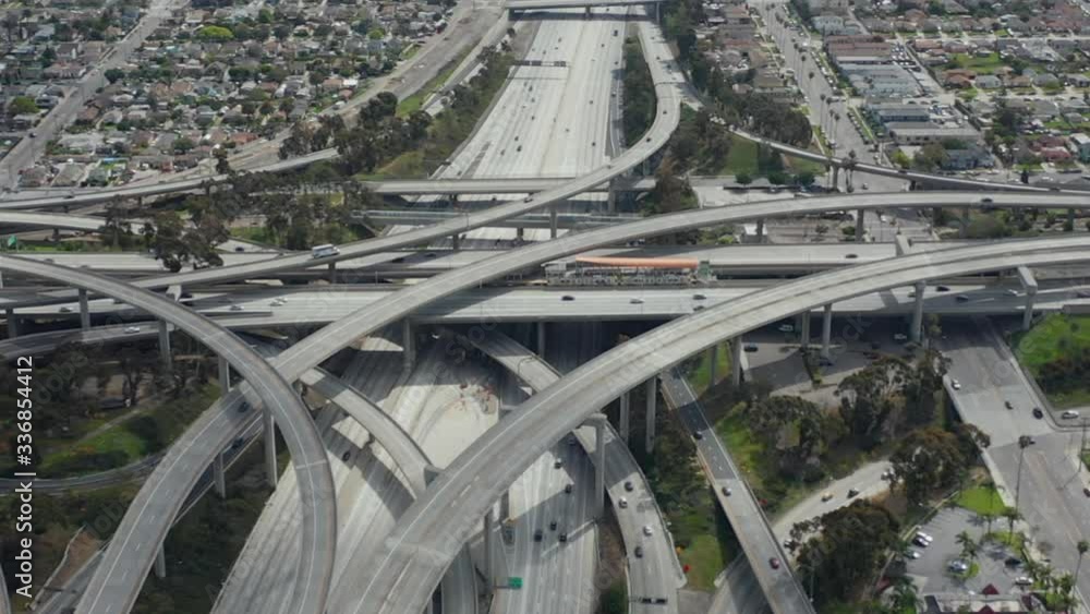 AERIAL: Spectacular Judge Pregerson Highway showing multiple Roads ...