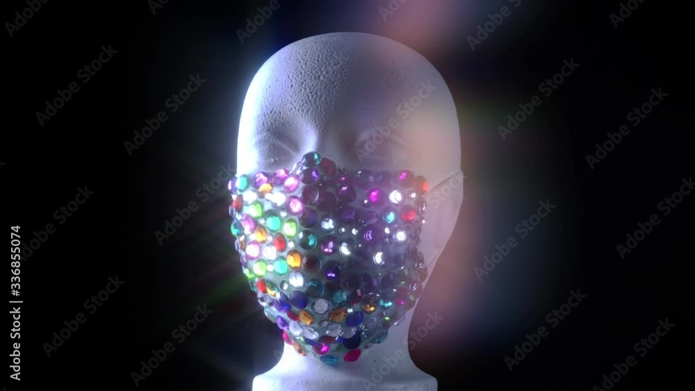 Woman face mannequin wearing medical fashionably luxury gemstone face ...