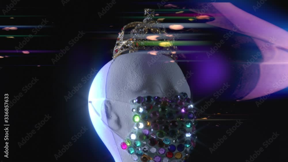 Woman face mannequin wearing medical fashionably luxury gemstone face ...