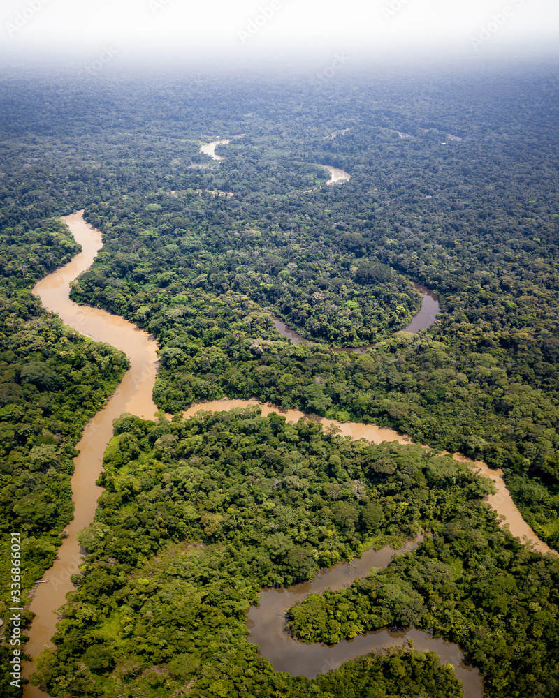 Aerial Oxbow lakes in Amazon rainforest Stock Photo | Adobe Stock