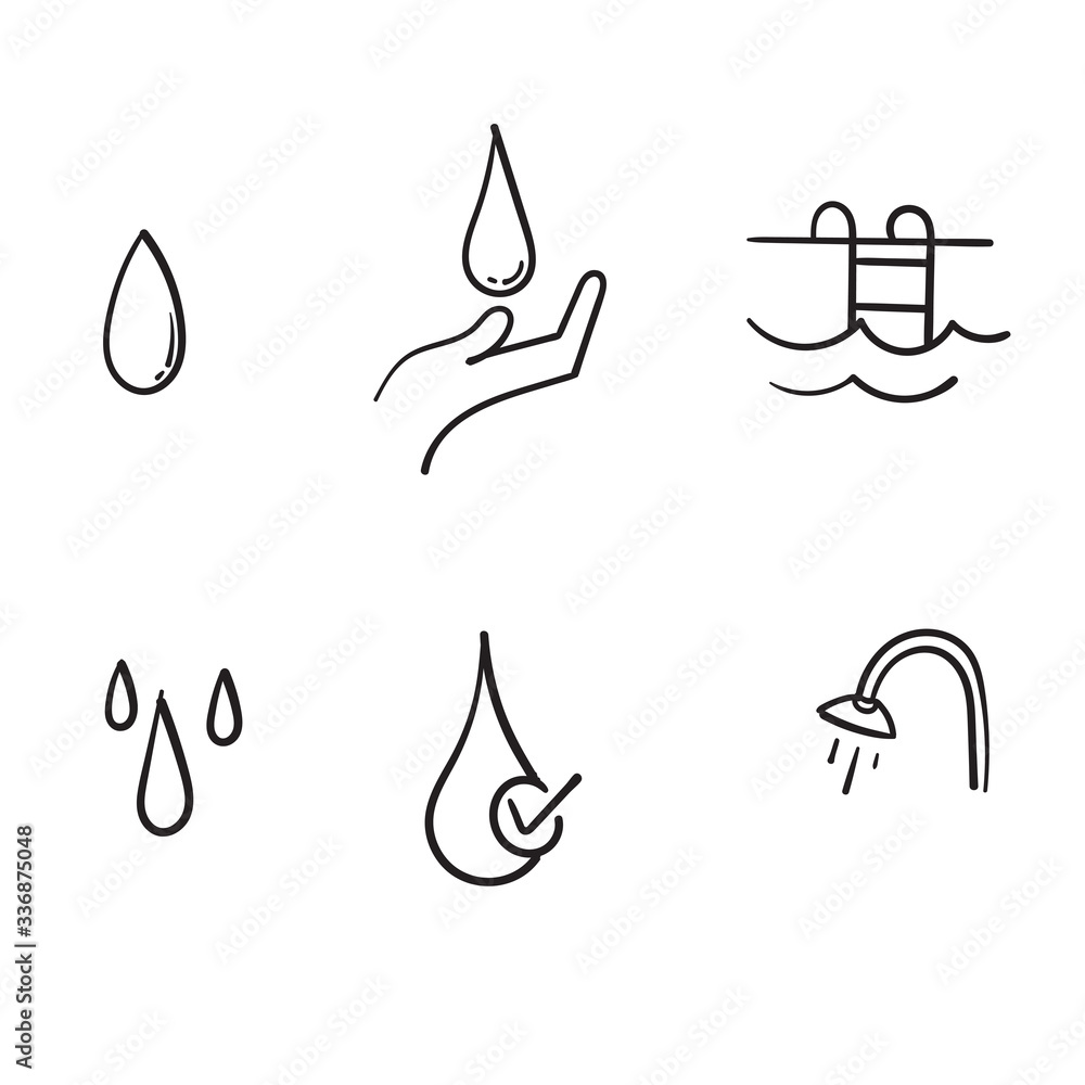 hand drawn doodle water drop illustration vector cartoon style vector ...