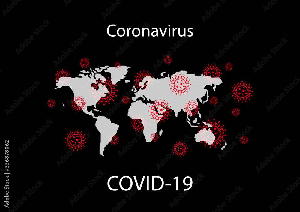 World map of Covid-19. Coronavirus spread to every country around the ...
