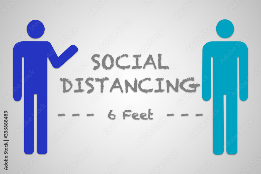 Clipart Figures Standing 6 Feet Away for Social Distance Graphic Stock ...