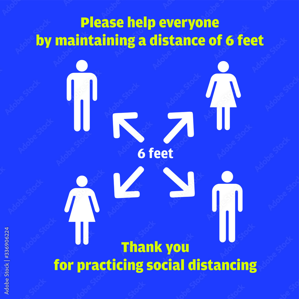 Social Distancing or Safe Distancing Message Sticker for stores ...