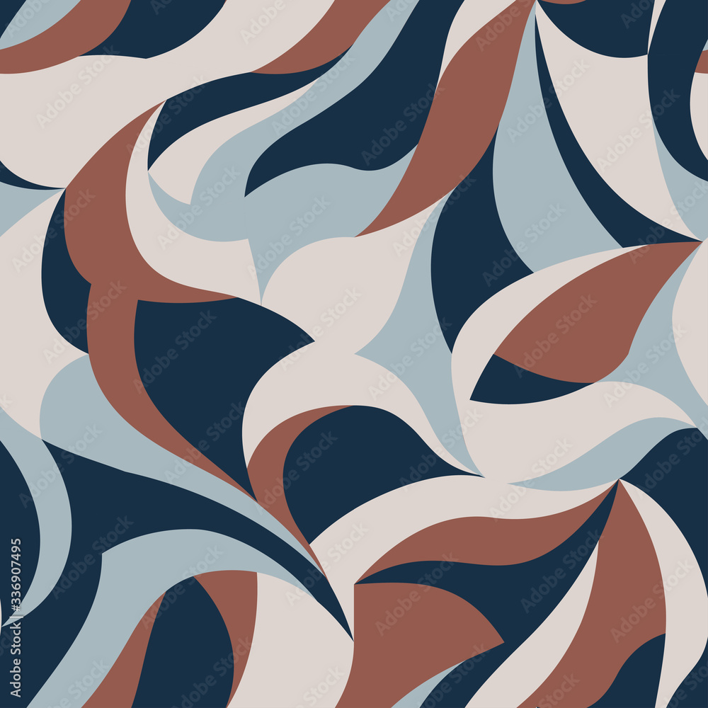 Curly waves tracery, colored curved lines, stylized abstract petals ...