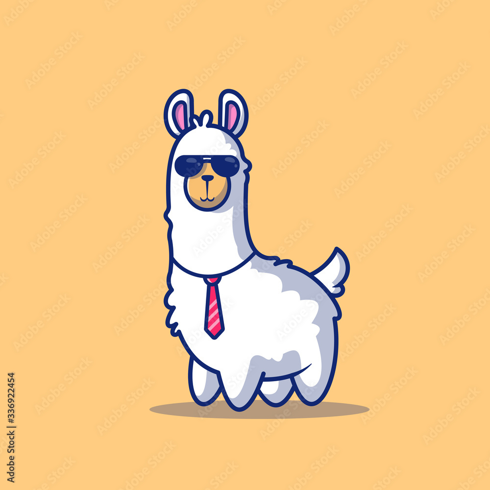 Cute Business Llama Vector Icon Illustration. Alpaca Mascot Cartoon ...