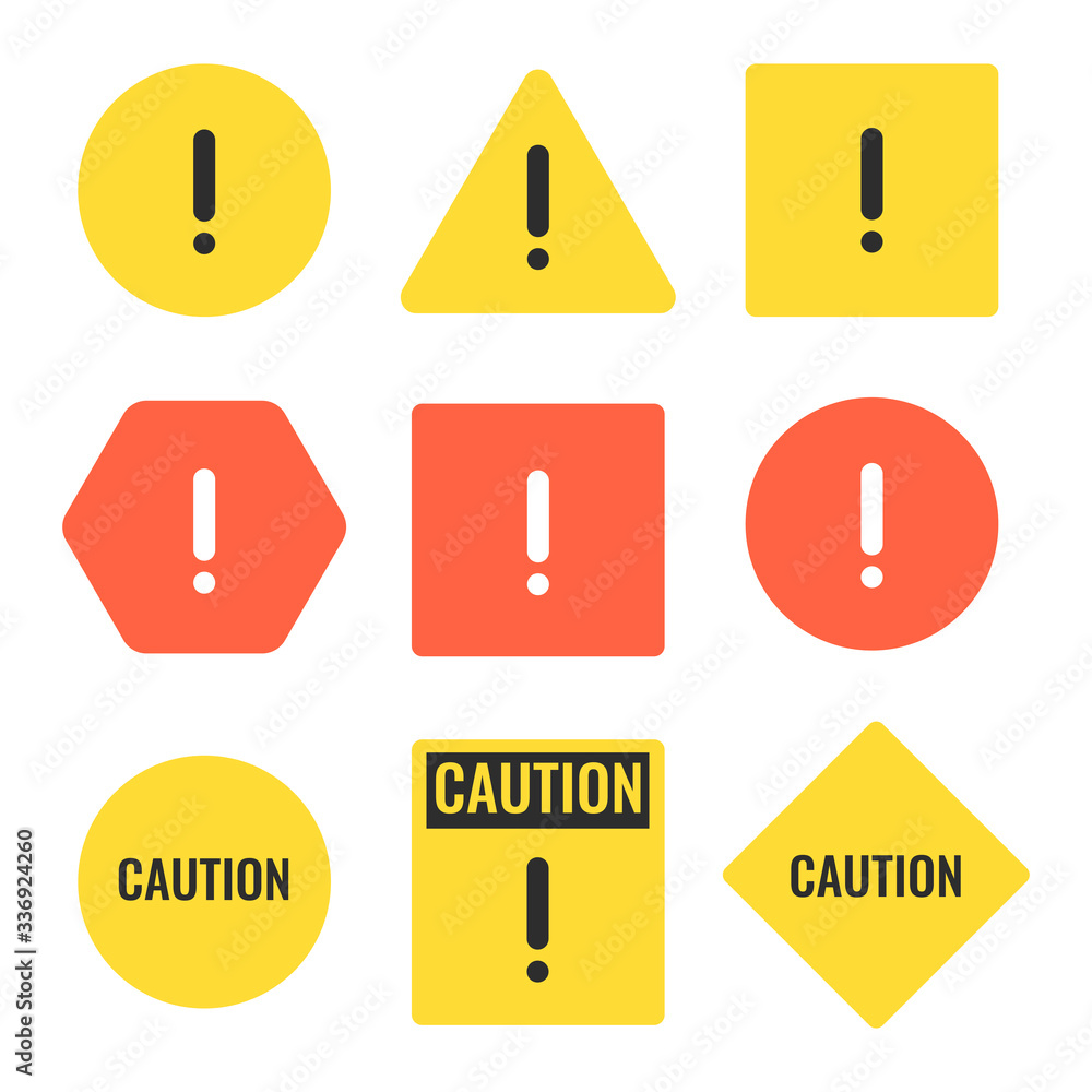 Set of simple caution icons. Caution signs. Vector. Stock Vector ...