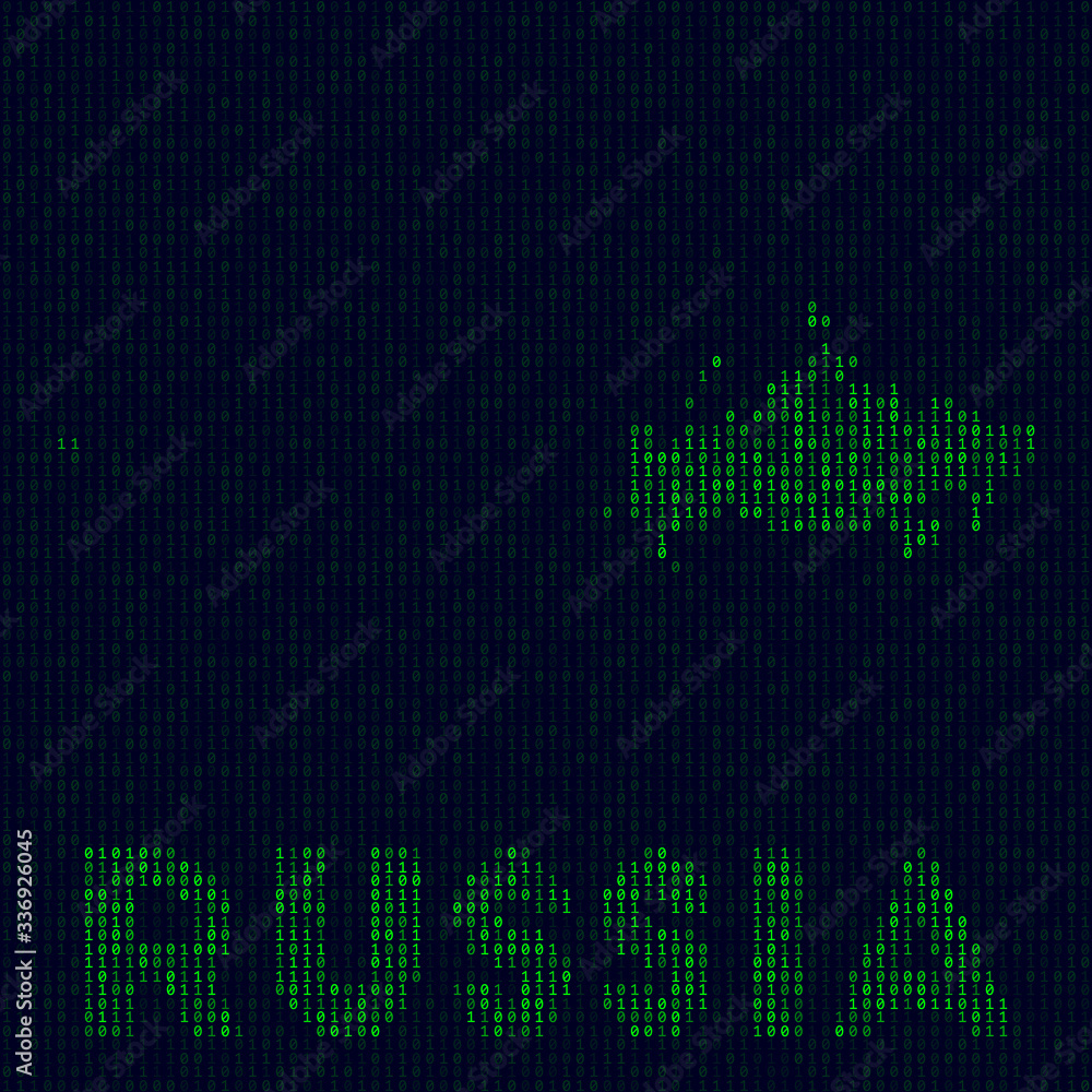 Digital Russia logo. Country symbol in hacker style. Binary code map of ...