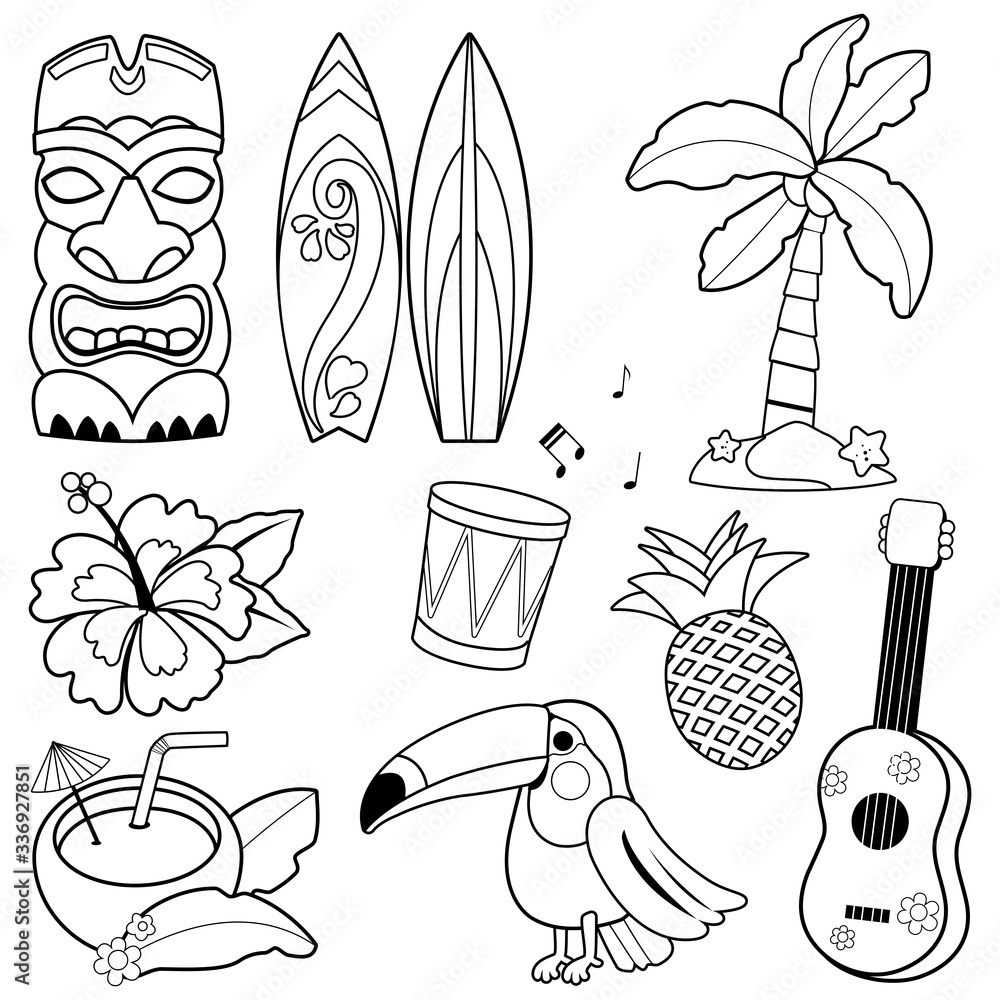Hawaiian Beach Coloring Pages
