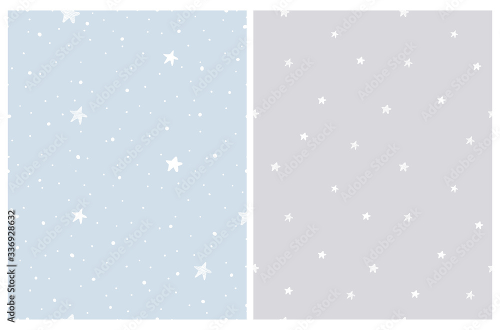 Tiny Stars Vector Patterns. Irregular Hand Drawn Simple Starry Sky ...