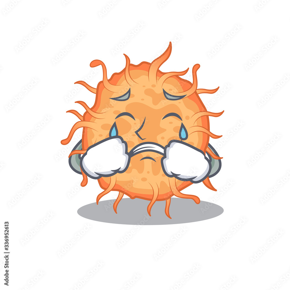 Cartoon character design of bacteria endospore with a crying face Stock ...