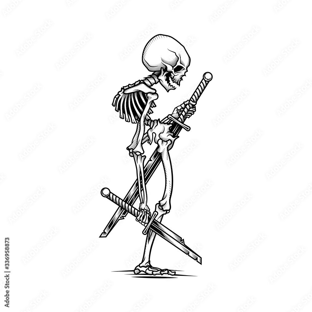 Human skeleton occult poster template. Vector illustration of skeleton ...