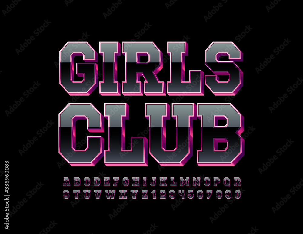 Vector modern sign Girls Club. Black and Pink shiny Font. Trendy ...