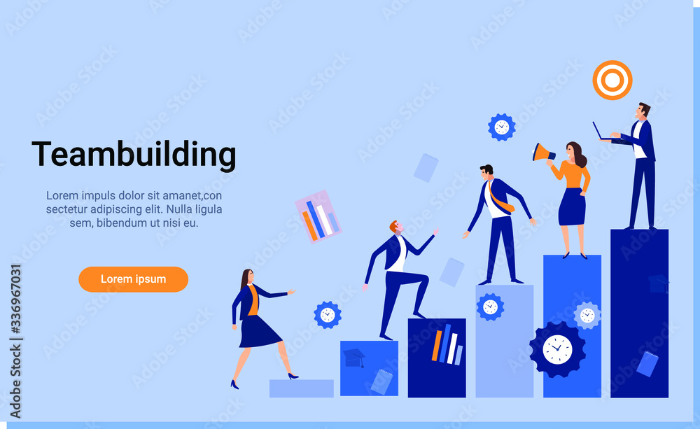 Team building concept illustration, people of different ranks but who ...