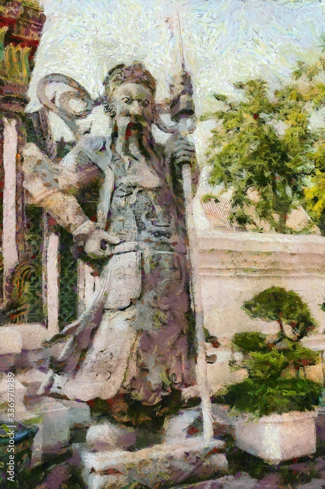 Ancient chinese art stone sculpture Illustrations creates an ...