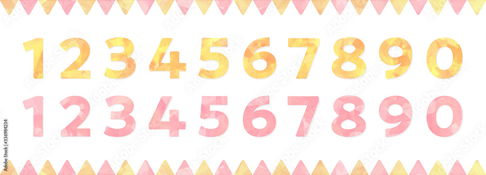 watercolor vector colorful numbers :orange, pink Stock Vector | Adobe Stock