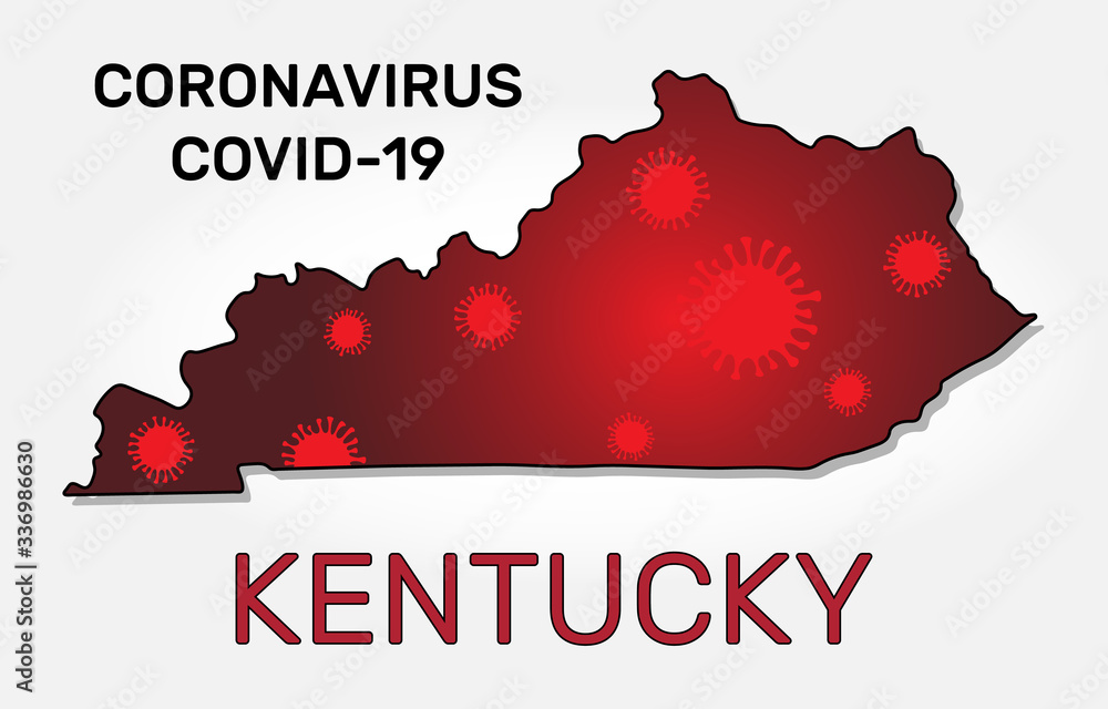 Map of Kentucky state and coronavirus infection. Concept of disease ...