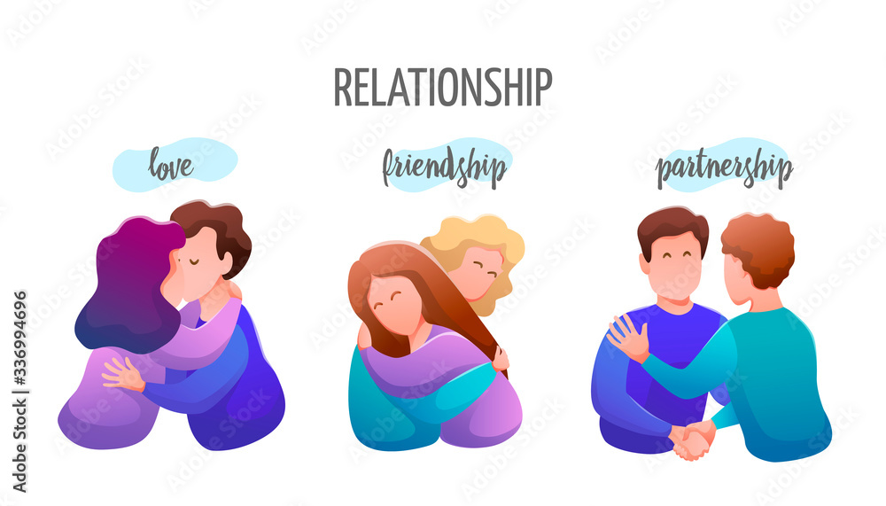 Relationship people banner flat design. Set of couple people man and ...