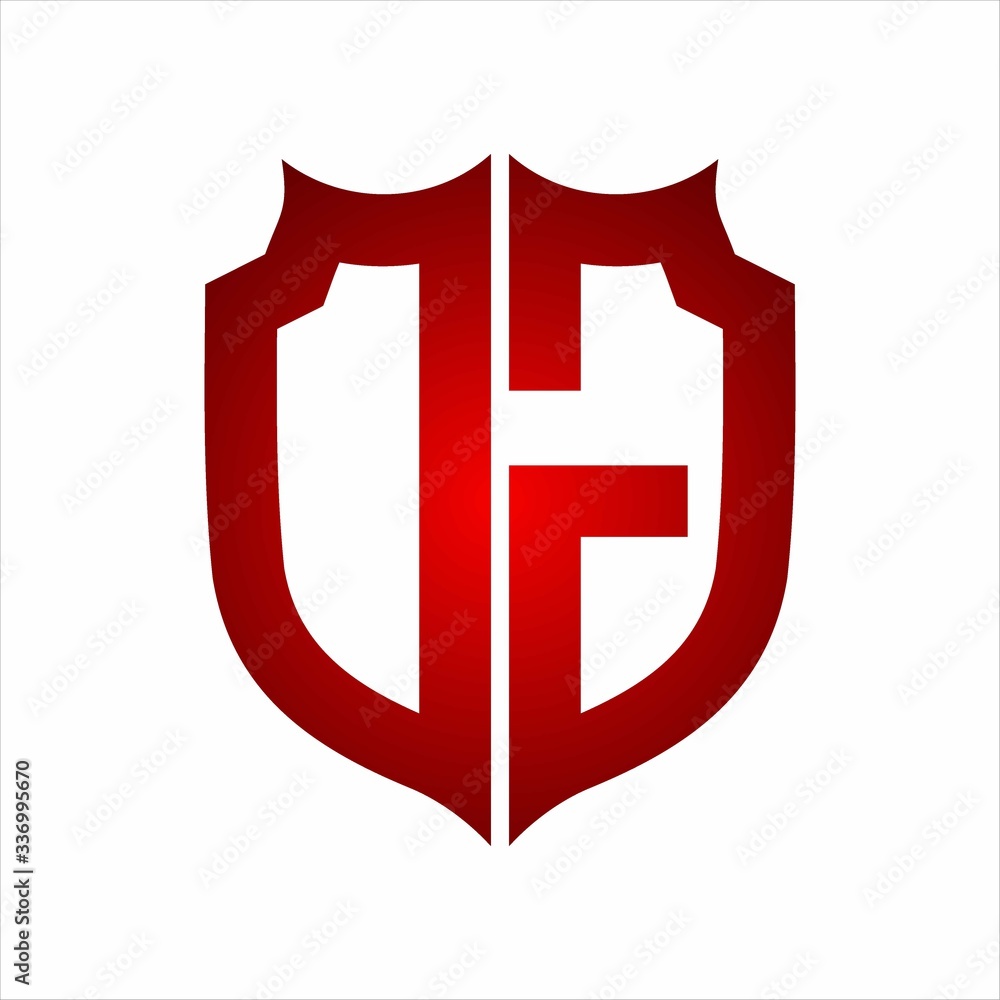 DG Logo Shield style Monogram design template with red colors on white ...