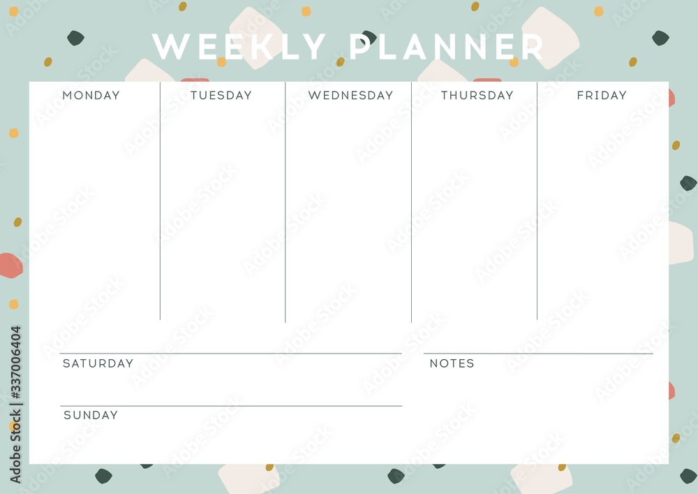 Weekly planner with abstract pattern design, vector. Modern design ...