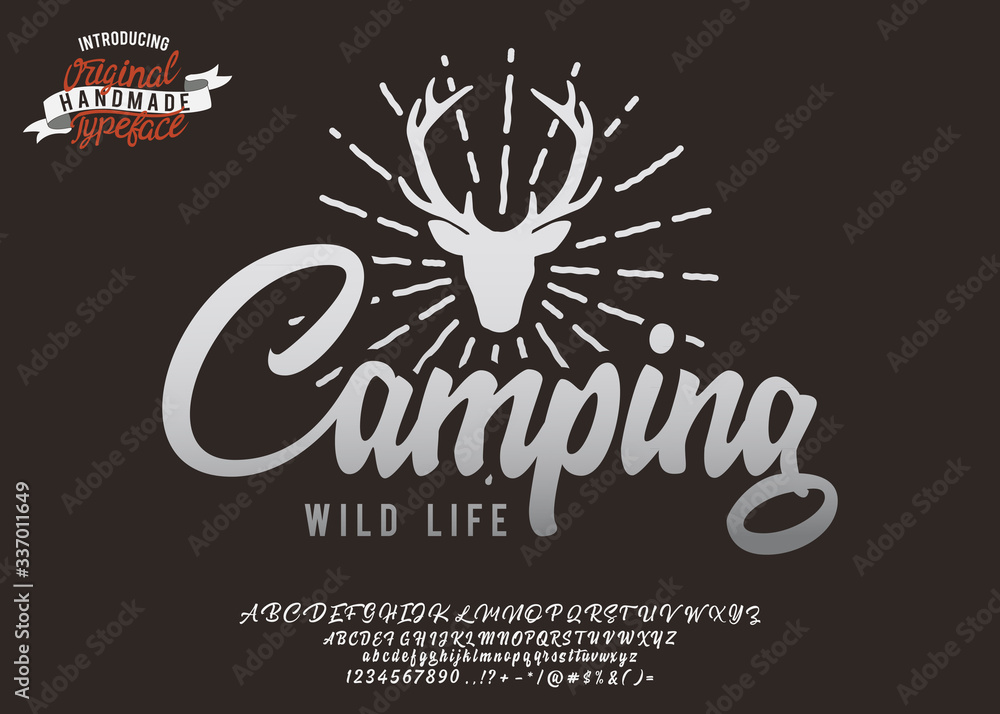 Camping. Original handmade typeface. Stylish font and logo to create ...