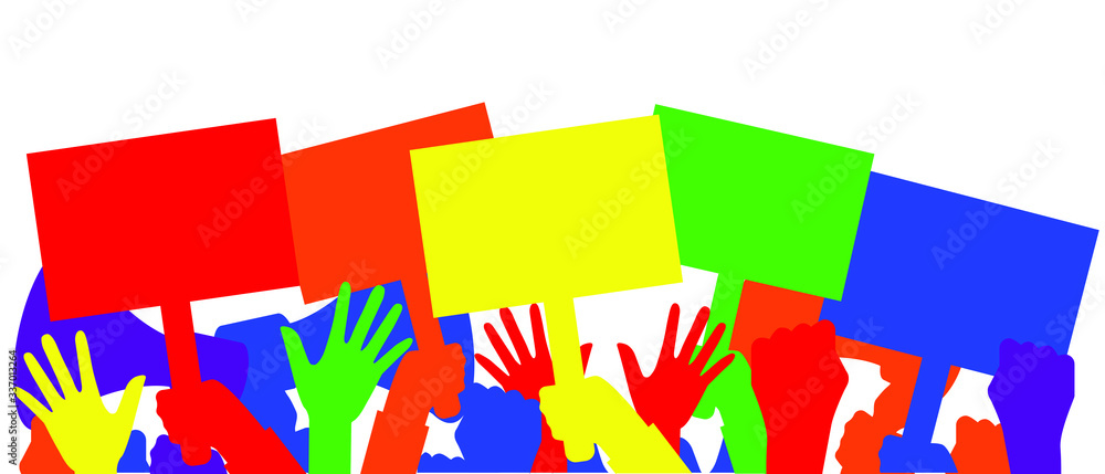 LGBT protest with poster in hand isolated on white background. Vector ...