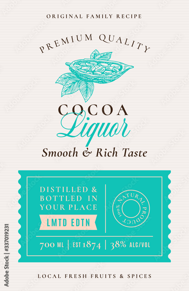 Family Recipe Cocoa Beans Liquor Acohol Label. Abstract Vector ...